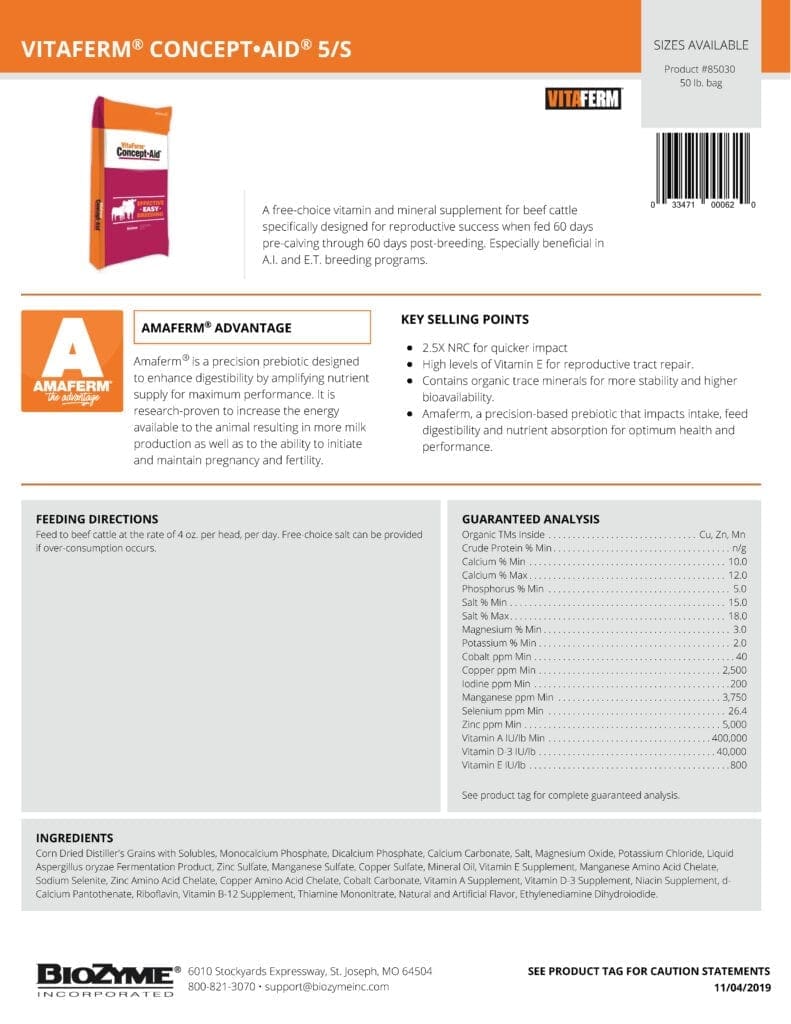 Cattle - VitaFerm® Concept•Aid® 5/S - CFC Farm & Home