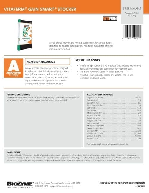 Cattle - VitaFerm® GainSmart® Stocker - CFC Farm & Home