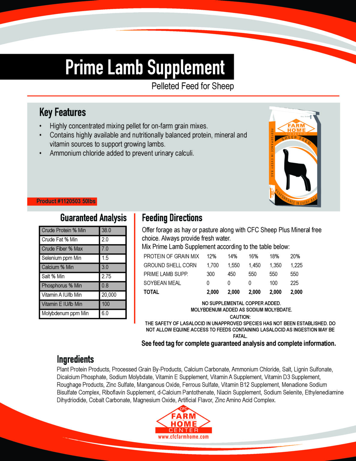 Feed - Prime Lamb Supplement - CFC Farm & Home