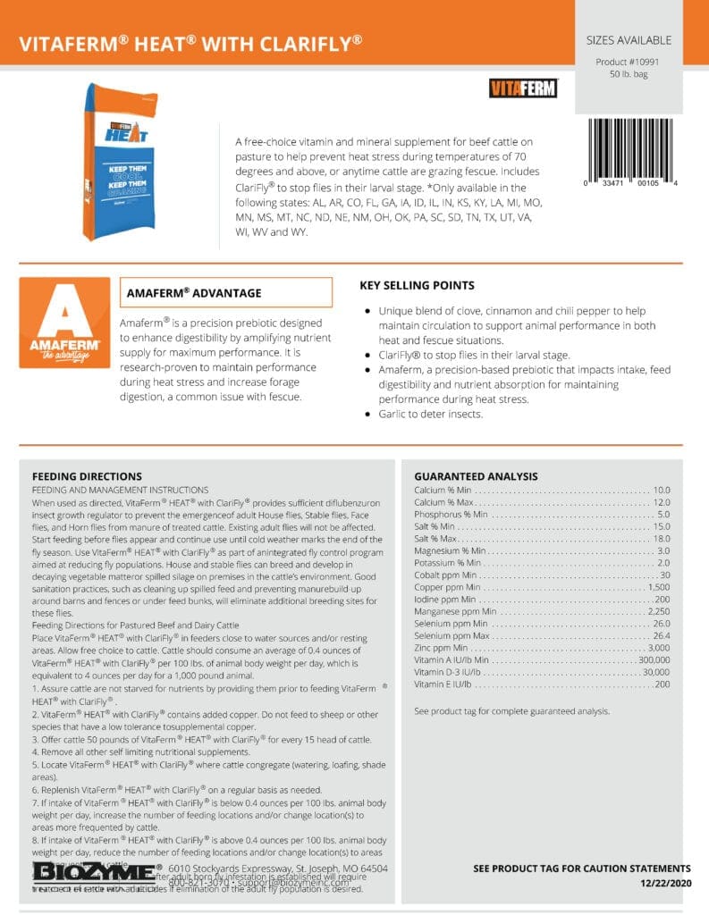 Cattle - VitaFerm® HEAT® with ClariFly® - CFC Farm & Home